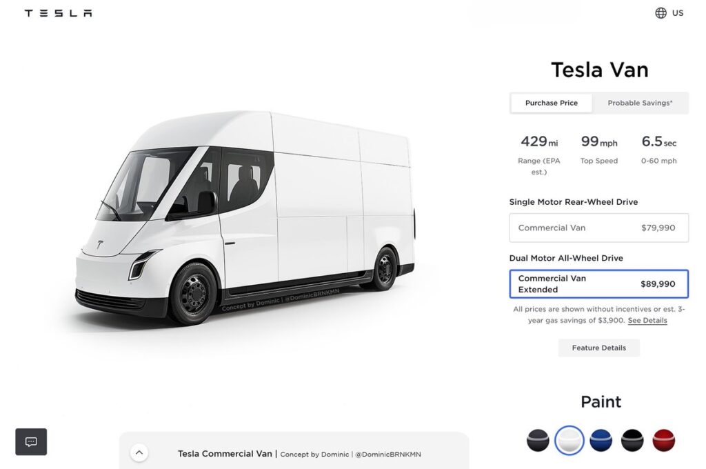 Rumeur : Tesla lance le Tesla Van configurator