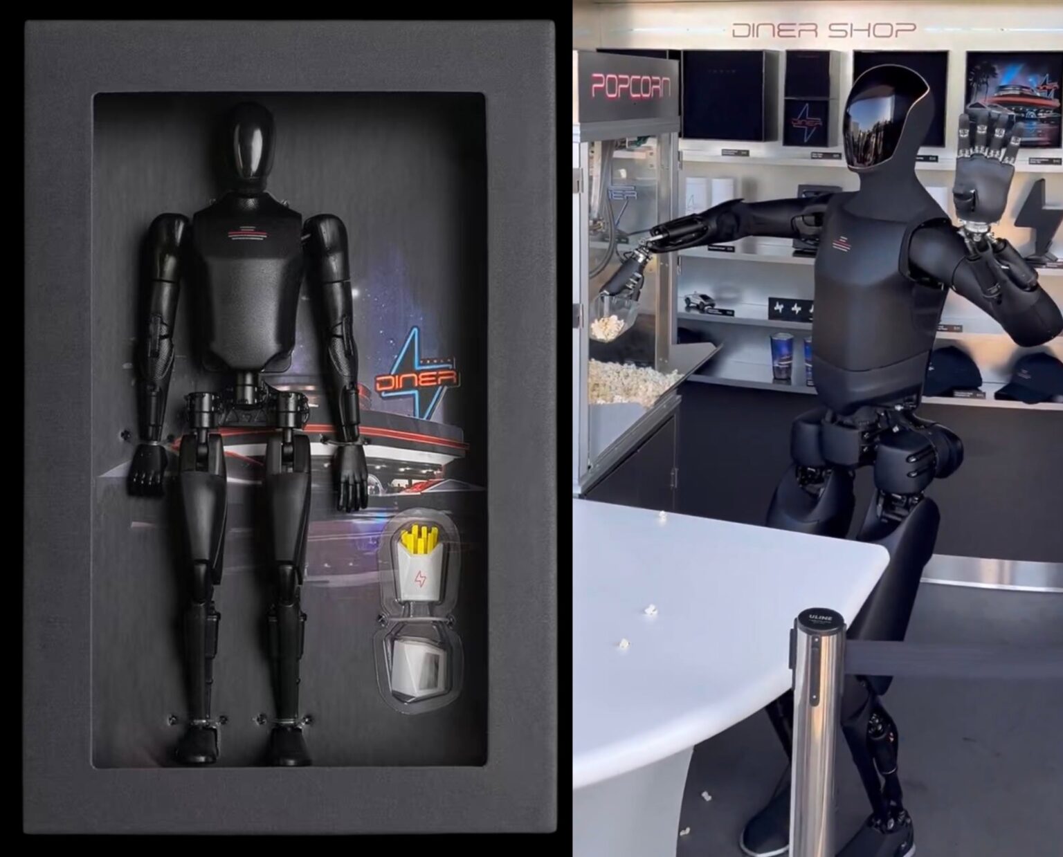 Une figurine Optimus en vente au Tesla Diner