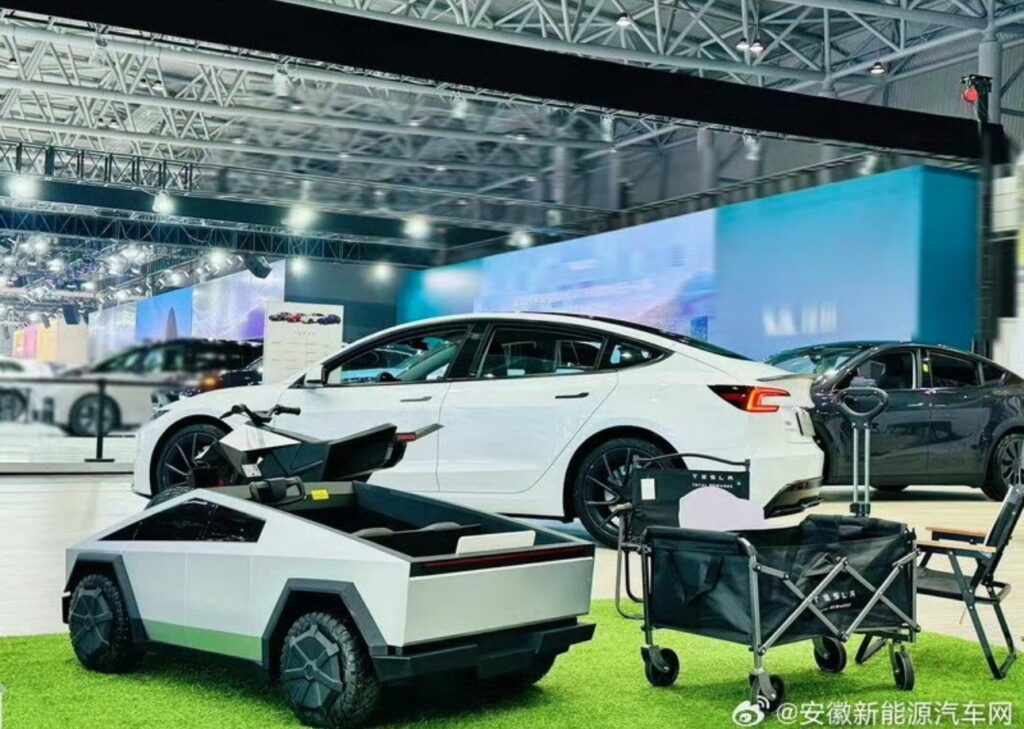 The Tesla Model 3 Performance presented at a show in China